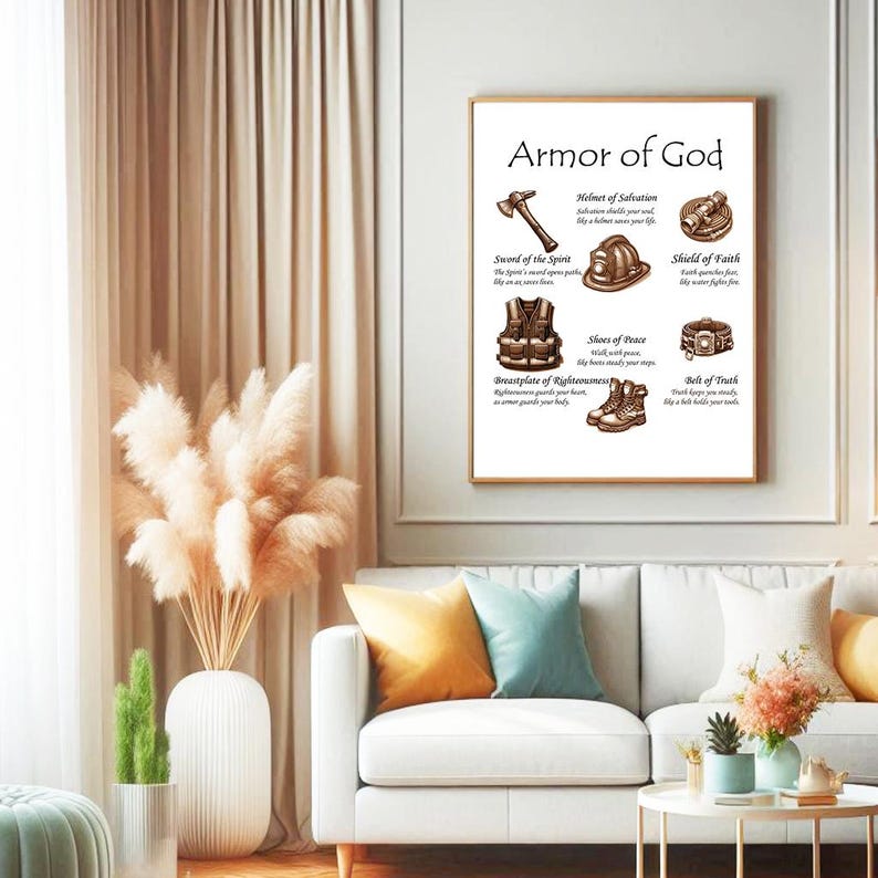 Firefighter Poster, Armor of God - Firefighter Motivation Wall Art ...