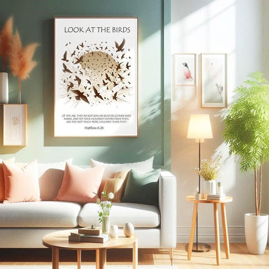 Look at the Birds of the Air Print Matthew 6 Wall Art, Matthew Bible ...