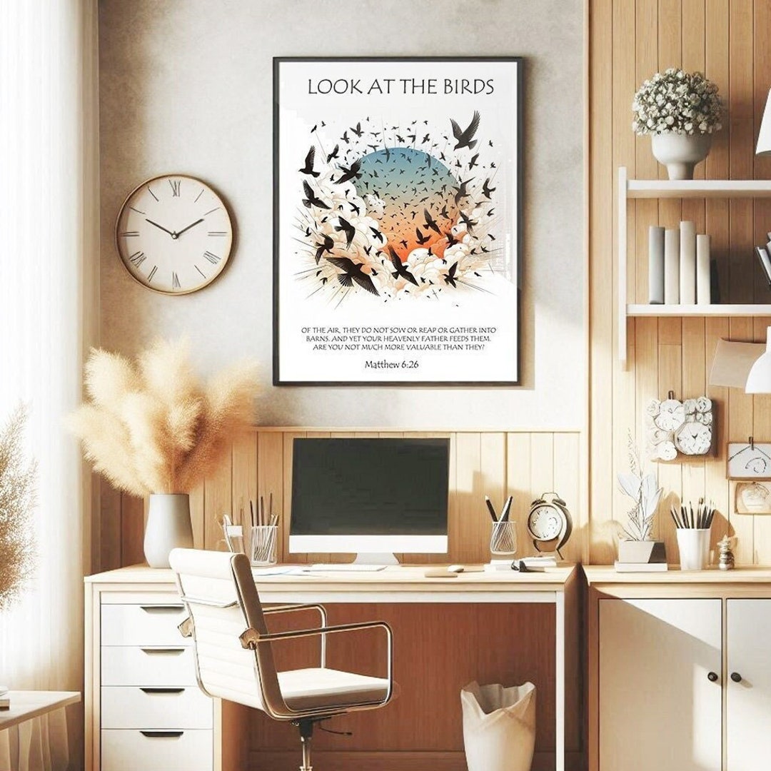 Look at the Birds of the Air Print - Matthew 6 Wall Art, Matthew Verse ...