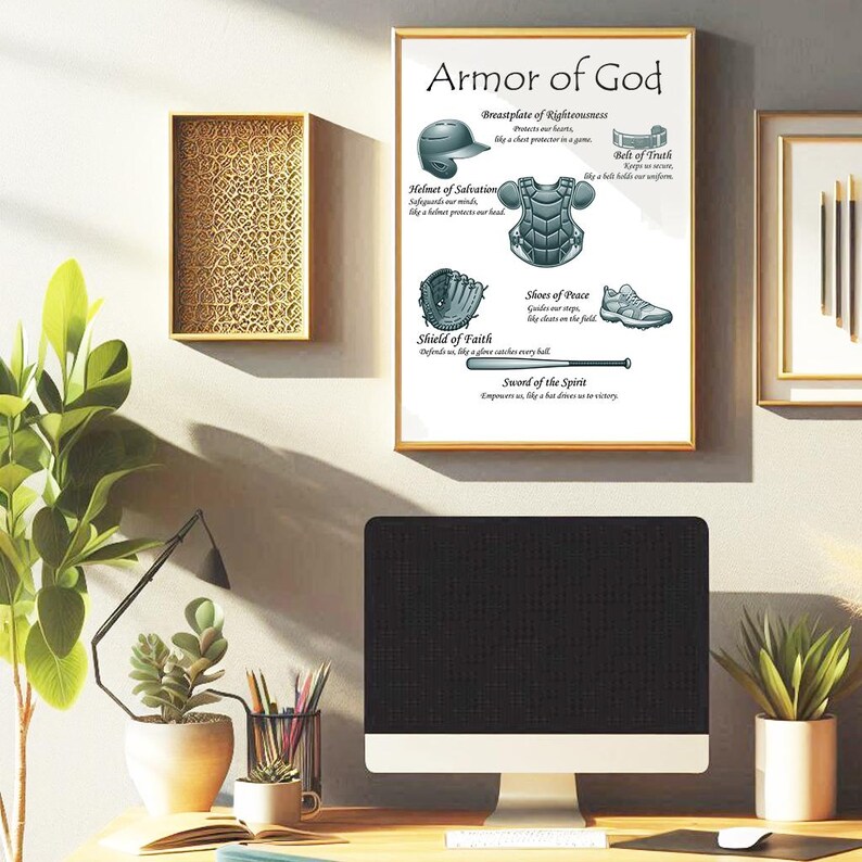 Baseball Poster, Armor of God Art - Modern Bible Verse Wall Art Prints ...