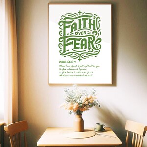 Faith Over Fear Wall Art Printable - Psalm Wall Art Print, Psalm Poster ...