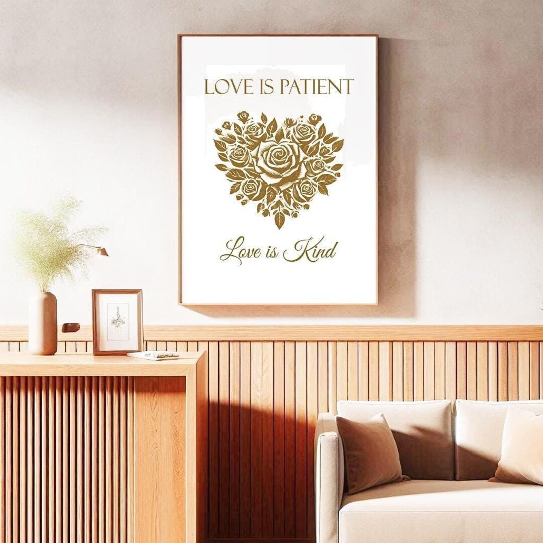 Love is Patient, Love is Kind Wall Art - Retro Christian Bible Poster ...