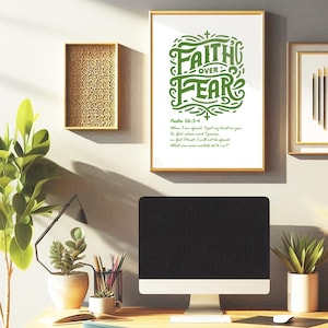 Faith Over Fear Wall Art Printable - Psalm Wall Art Print, Psalm Poster ...