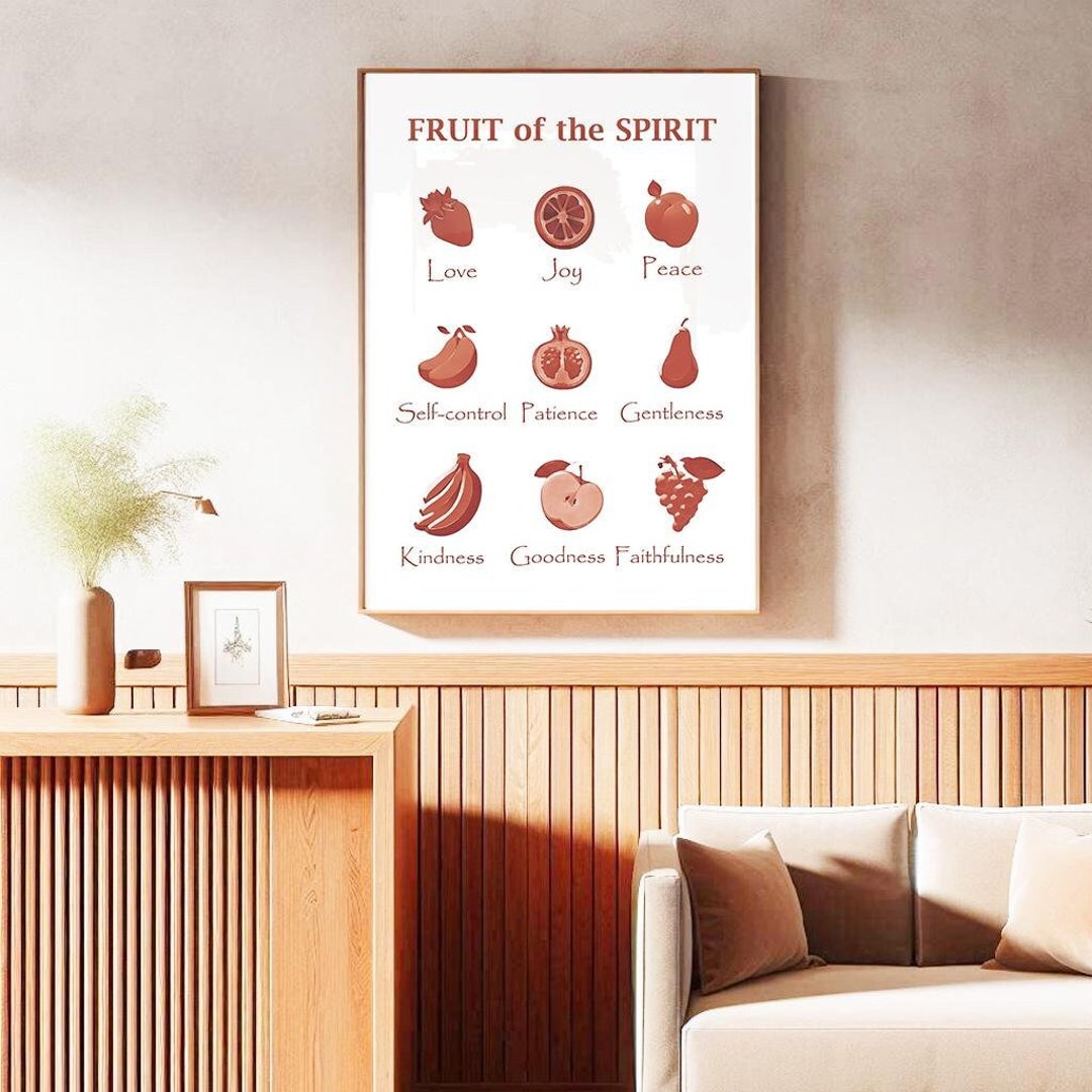 Fruit of the Spirit Decor Printable - Retro Wall Art, Christian Bible ...