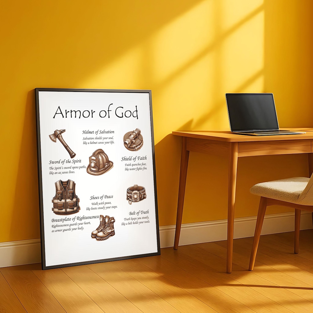 Firefighter Armor of God Poster: Inspirational Wall Art (digital ...