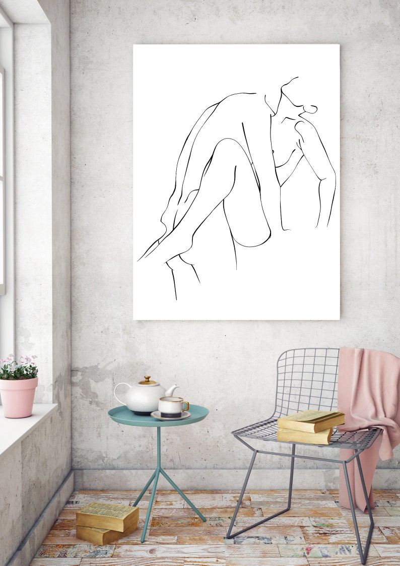 Relationship Erotic Line Art Sexual Wall Art Minimalist Printable Art Sexy Bedroom Print
