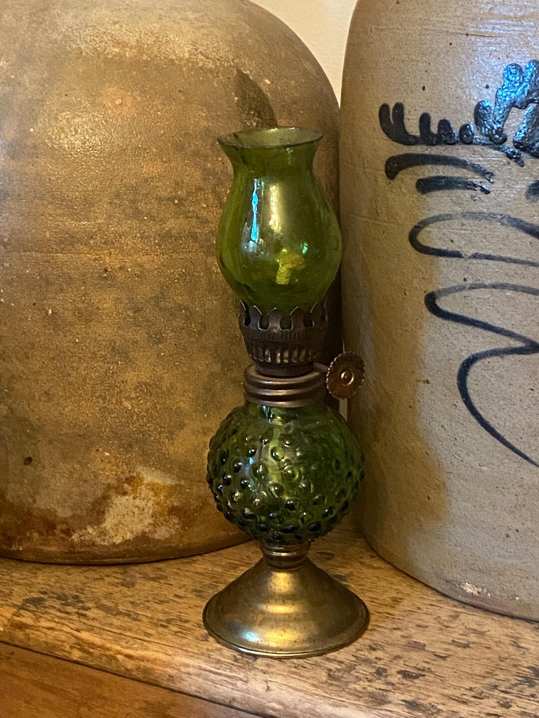 Green Pixie Lamp Green Glass Vintage - Etsy