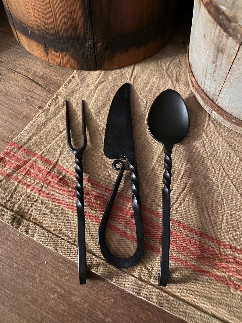 Primitive Cutlery Set Wrought Iron Hand Forged Primitive Utensils - Etsy