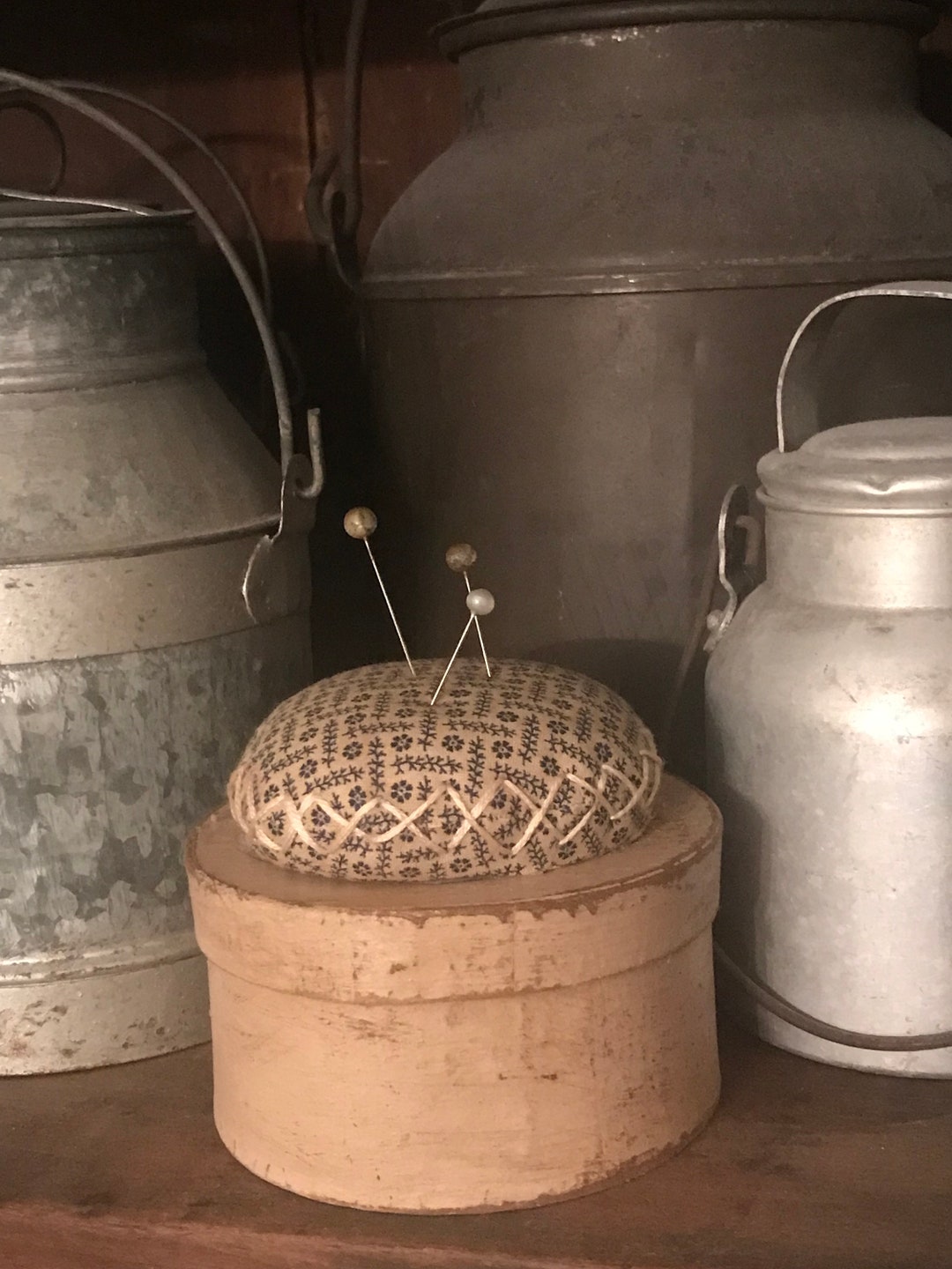 Primitive Handmade Pin Cushion Needle Box - Etsy