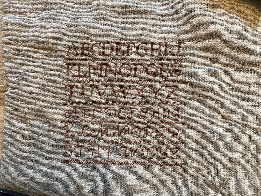 Sampler Cross Stitch Sampler Panel Caramel Thread Primitive - Etsy