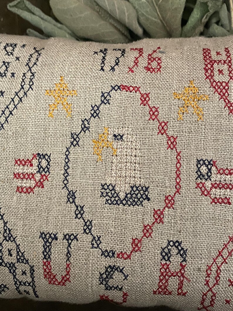 1776 USA Cross Stitch Pillow Americana Primitive - Etsy