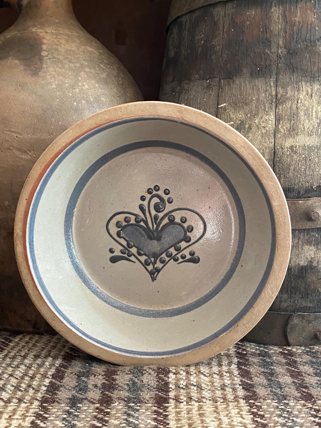 Stoneware Dish Heart Design Beaumont Brothers Pottery 1992 - Etsy