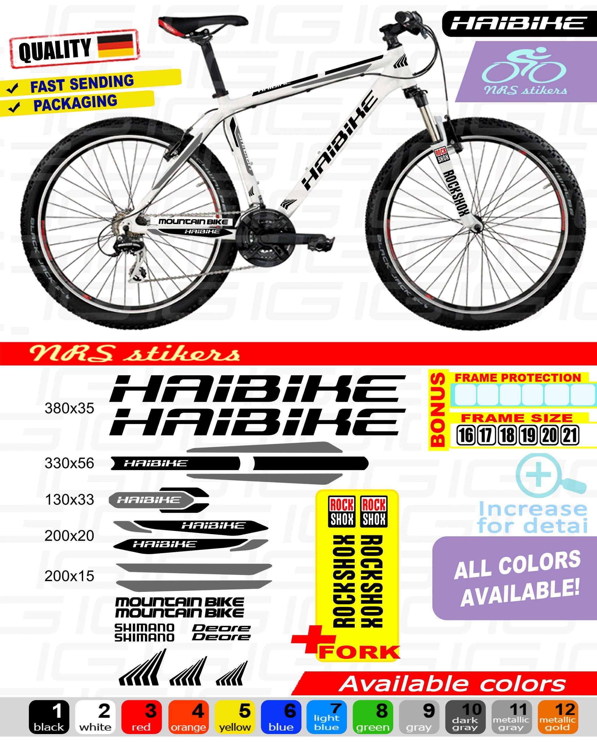 Haibike btwin autocollants de vélo TOUTES LES COULEURS - Etsy France
