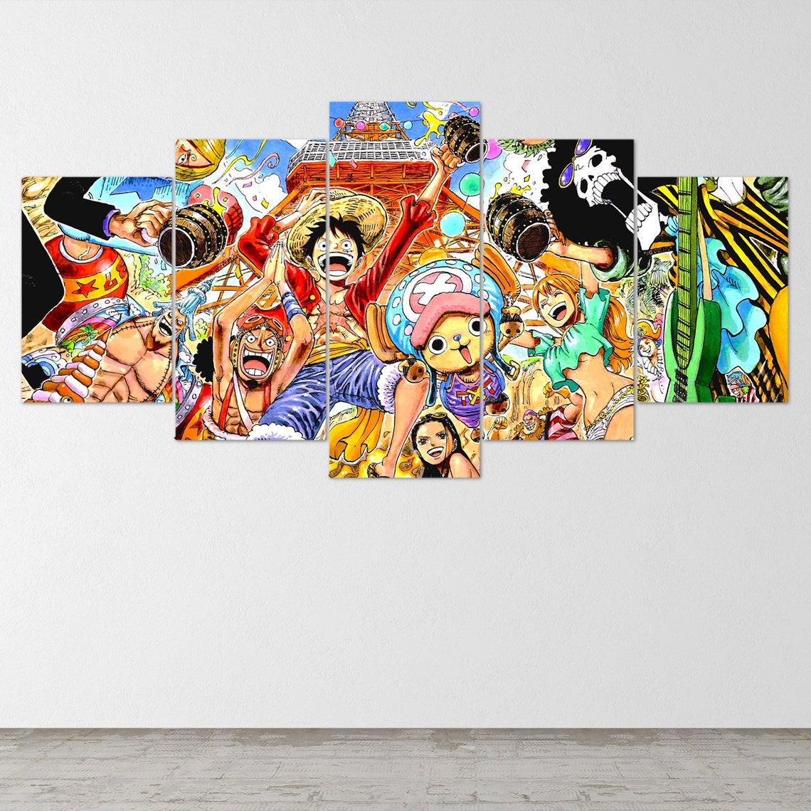 One Piece Luffy, Straw Hat Pirates, 5 Piece Canvas Wall Art, One Piece ...