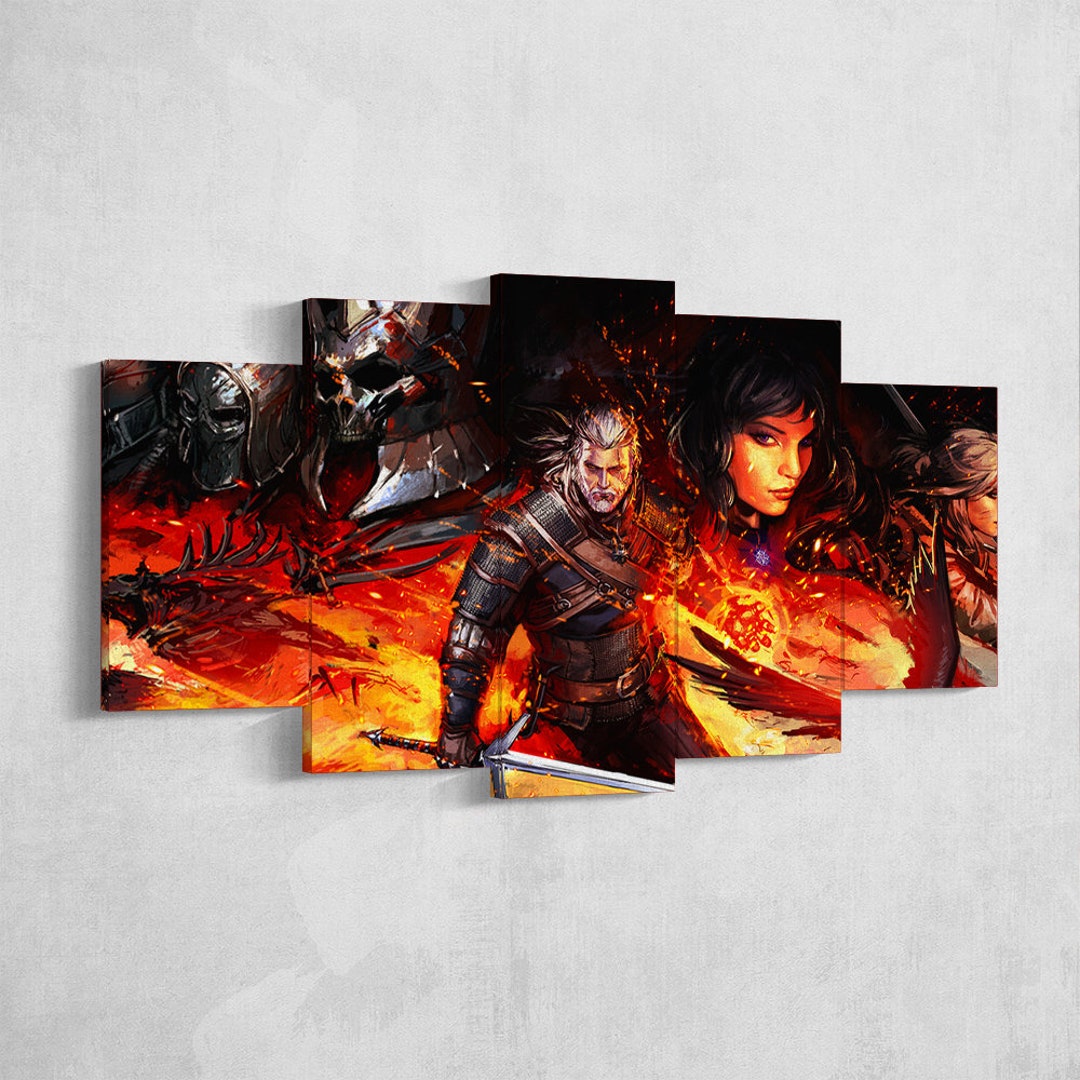 The Witcher 5 Piece Canvas Witcher Wall Art Witcher Canvas - Etsy