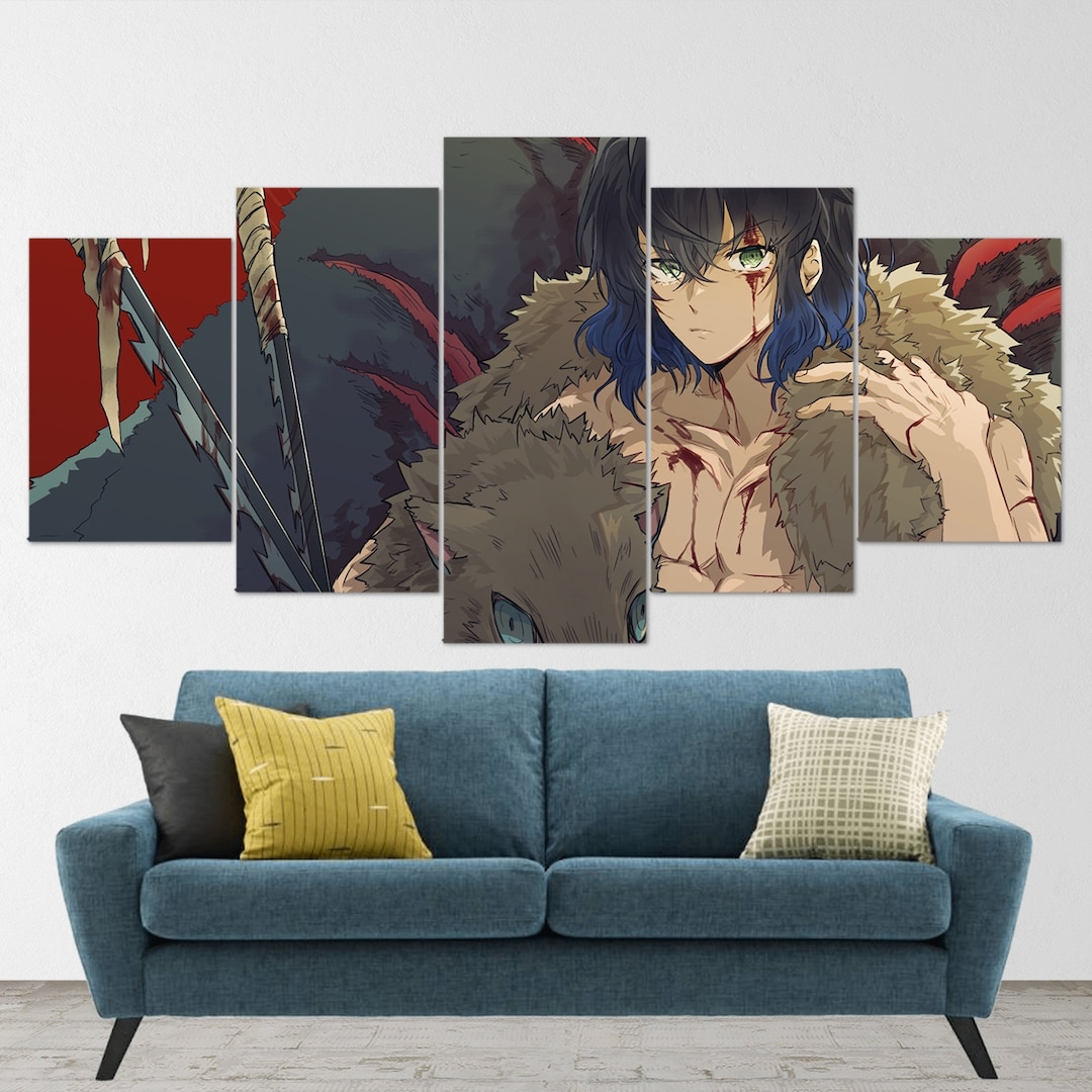 Inosuke Hashibira Demon Slayer 5 Piece Canvas Wall Art, Kimetsu No ...
