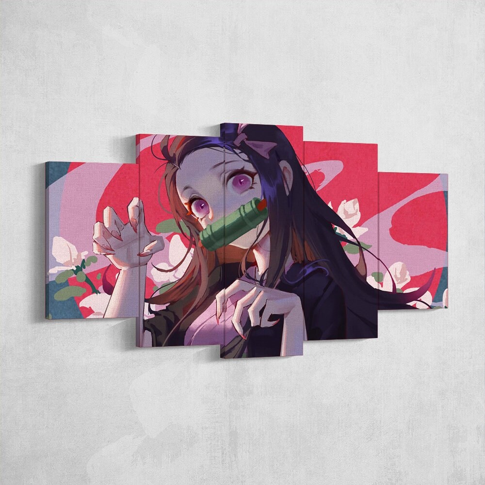 Nezuko Demon Slayer 5 Piece Canvas Wall Art, Kimetsu No Yaiba Print ...