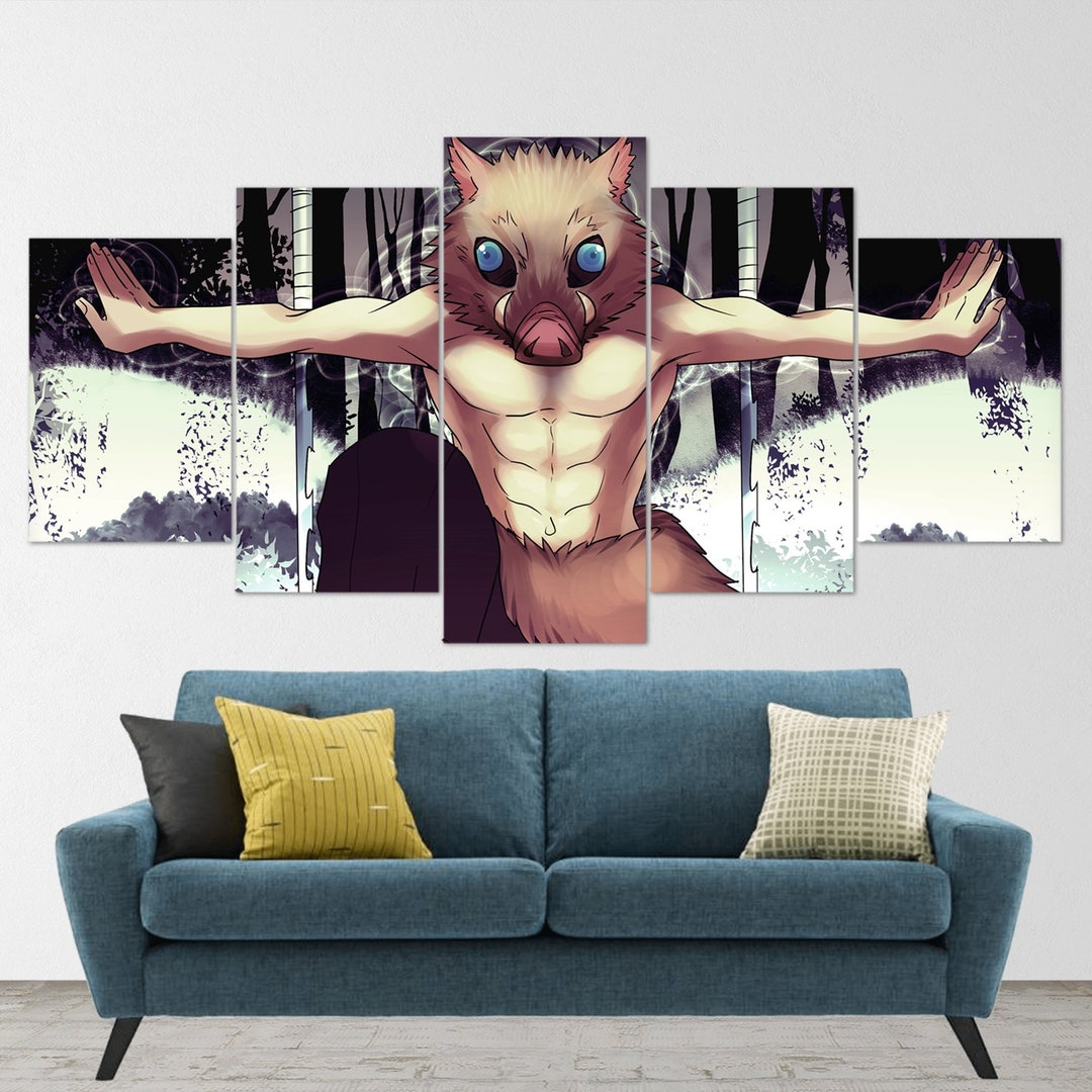 Inosuke Hashibira Demon Slayer 5 Piece Canvas Wall Art, Kimetsu No ...