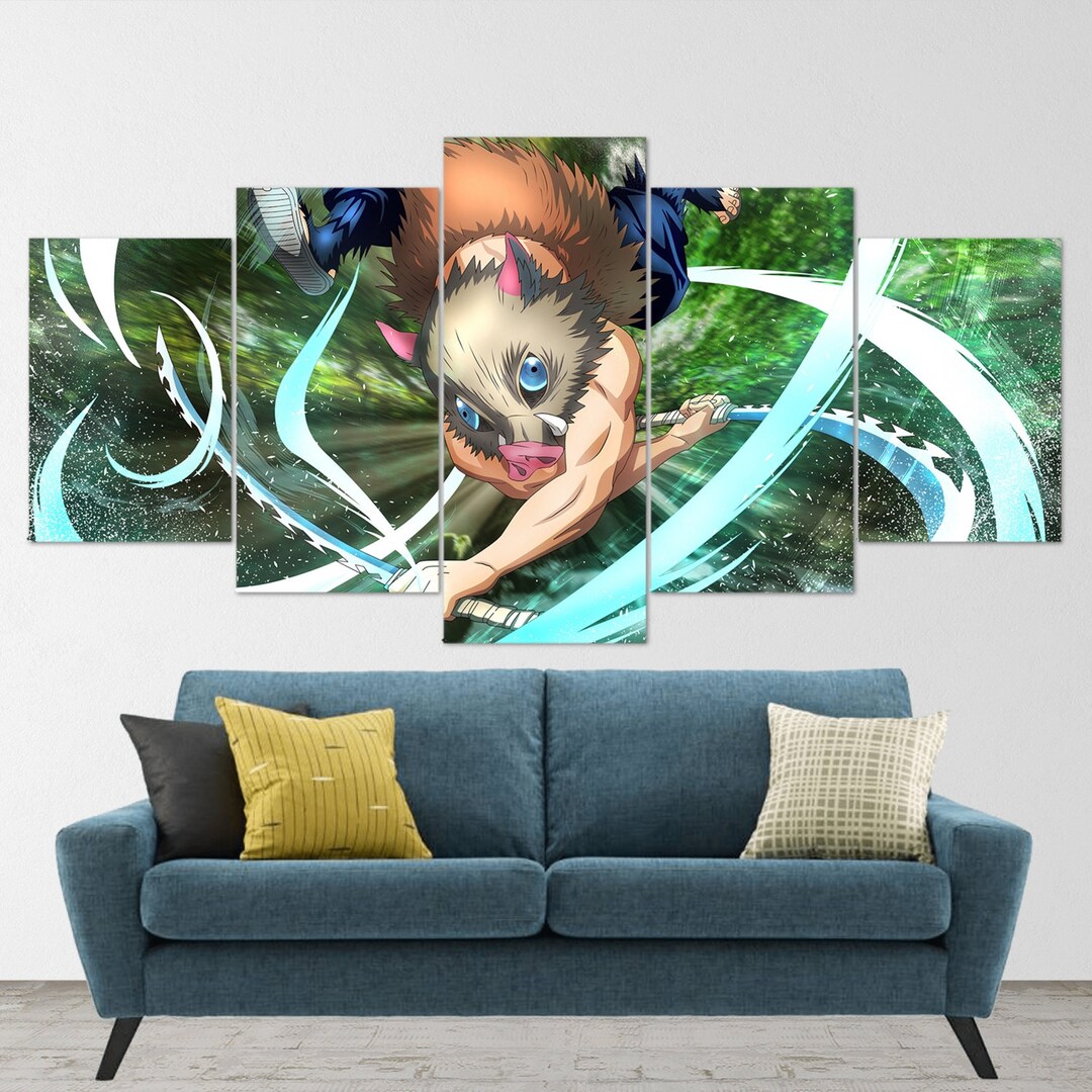 Inosuke Hashibira Demon Slayer 5 Piece Canvas Wall Art, Kimetsu No ...