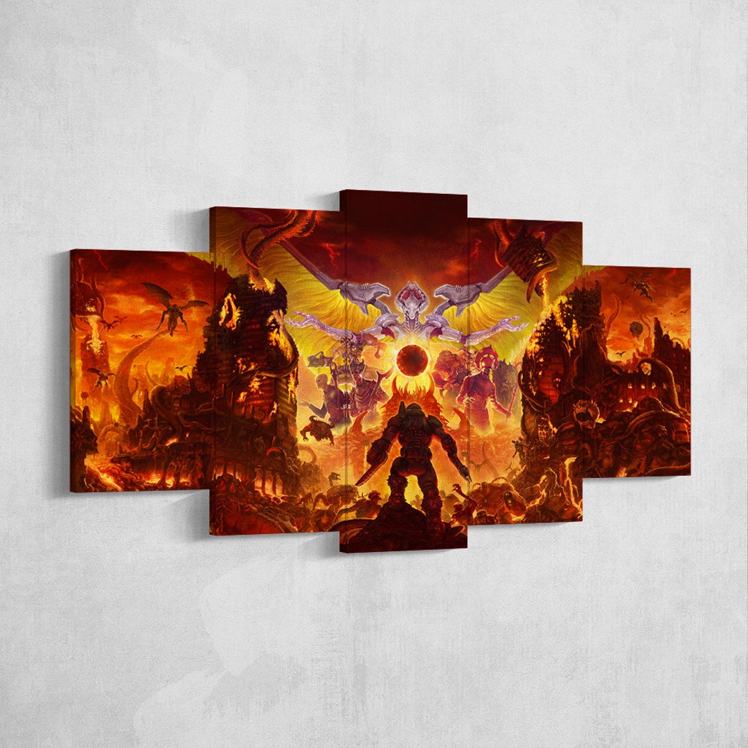 Doom Canvas Wall Art, Doom Eternal, Large Canvas, Doom Poster, Doom Guy ...