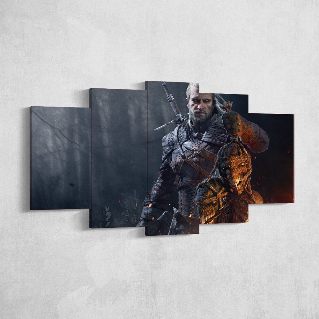 The Witcher 5 Piece Canvas, Witcher Wall Art, Witcher Canvas, Witcher ...