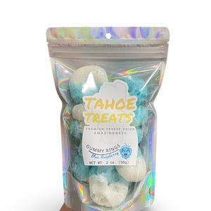 Freeze Dried Blue Raspberry Rings - Gummy Candy Crunchy Trending Snack ...