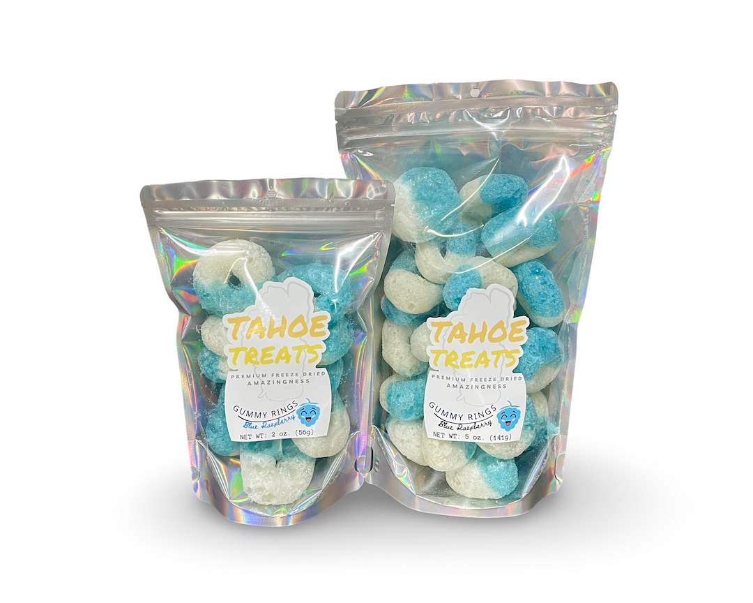 Freeze Dried Blue Raspberry Rings - Gummy Candy Crunchy Trending Snack ...