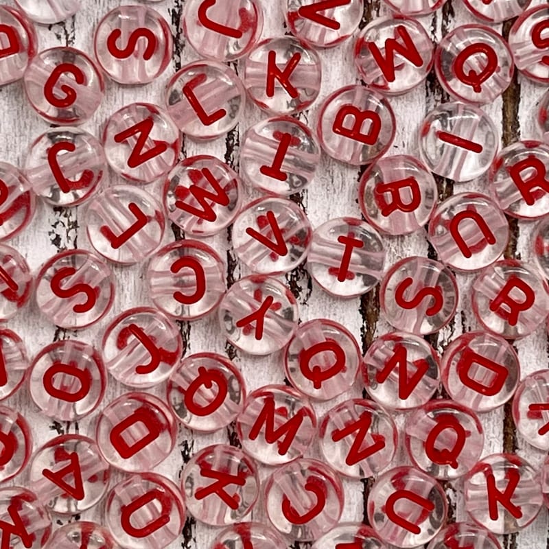 Red Beads White Letters - Etsy