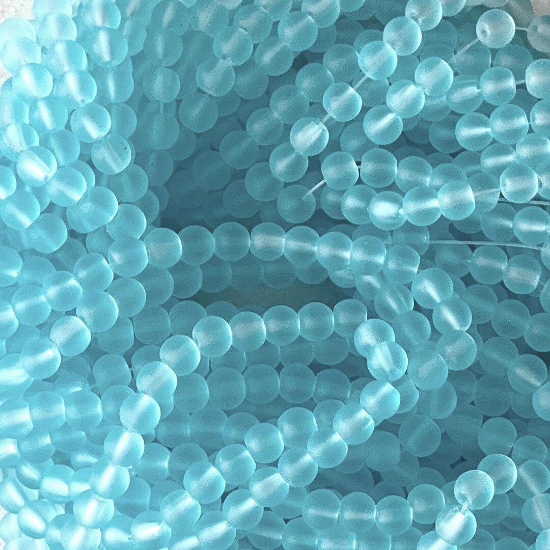 6mm Ice Blue Pale Turquoise Frosted Sea Glass Bead 31 Inch Strand ...