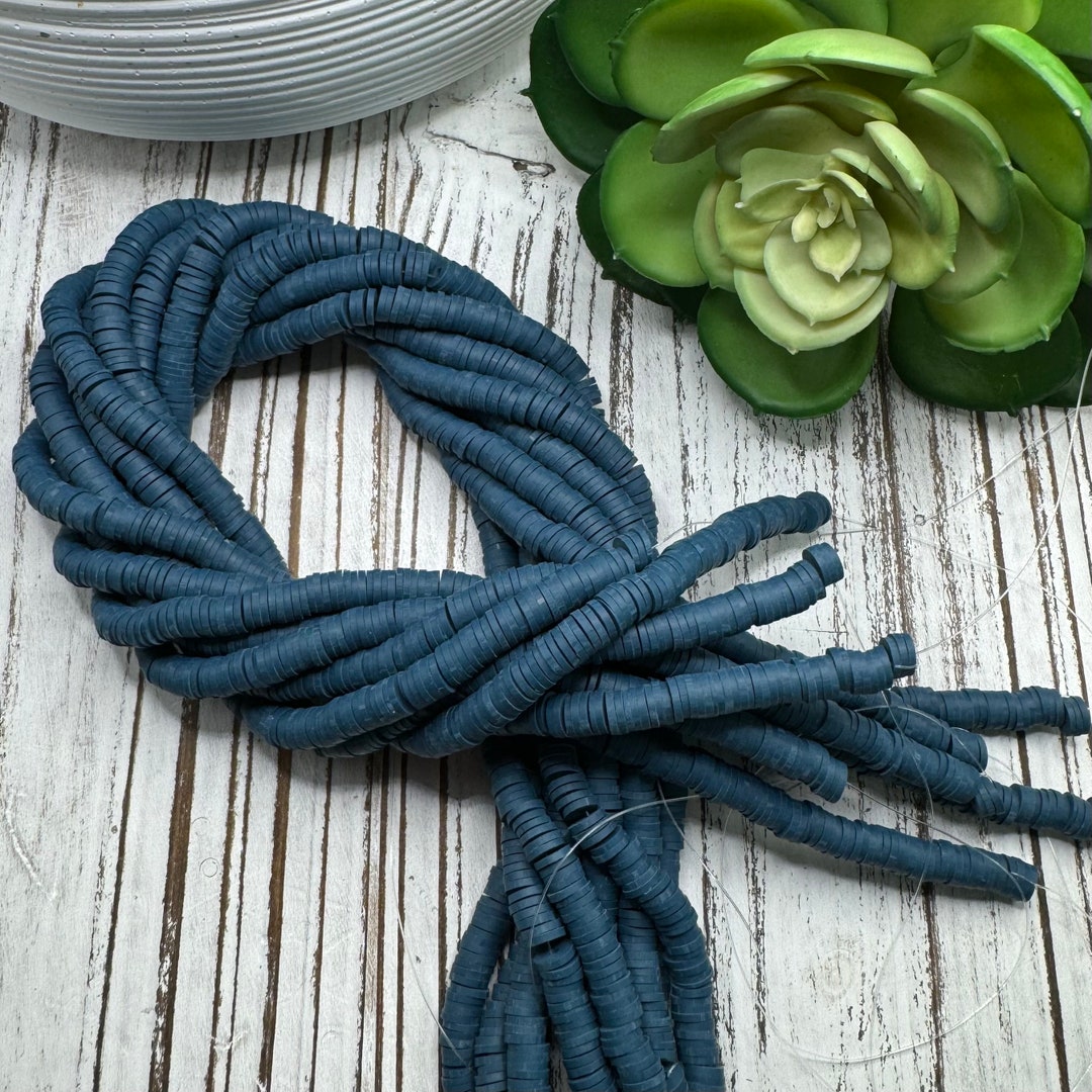6mm Sea Blue Heishi 15.5 Inch Strand / African Disk / Soft Polymer Clay ...