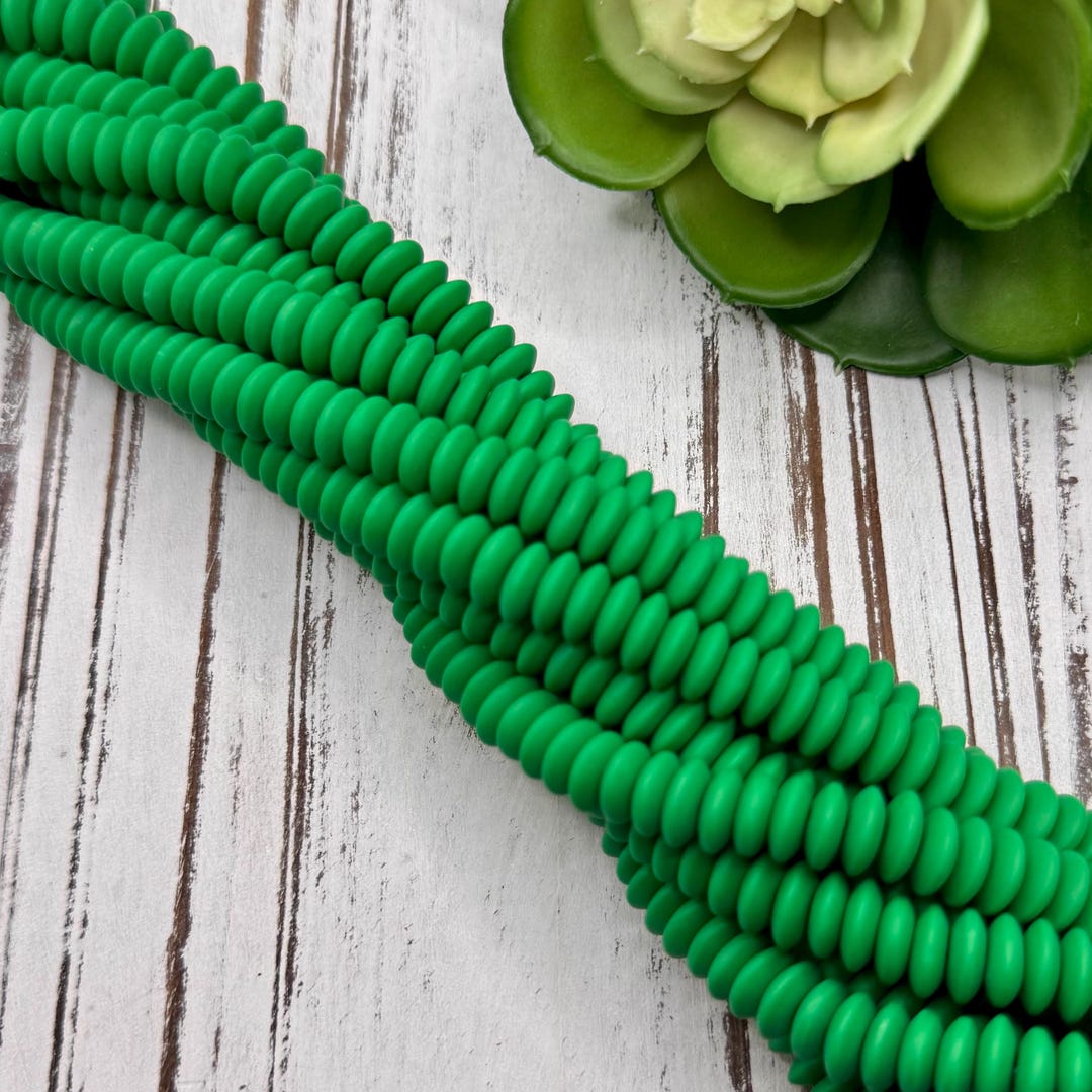 FINAL SALE*** 9mm Green Chunky Polymer Clay Disk Bead 15.75” Strand ...