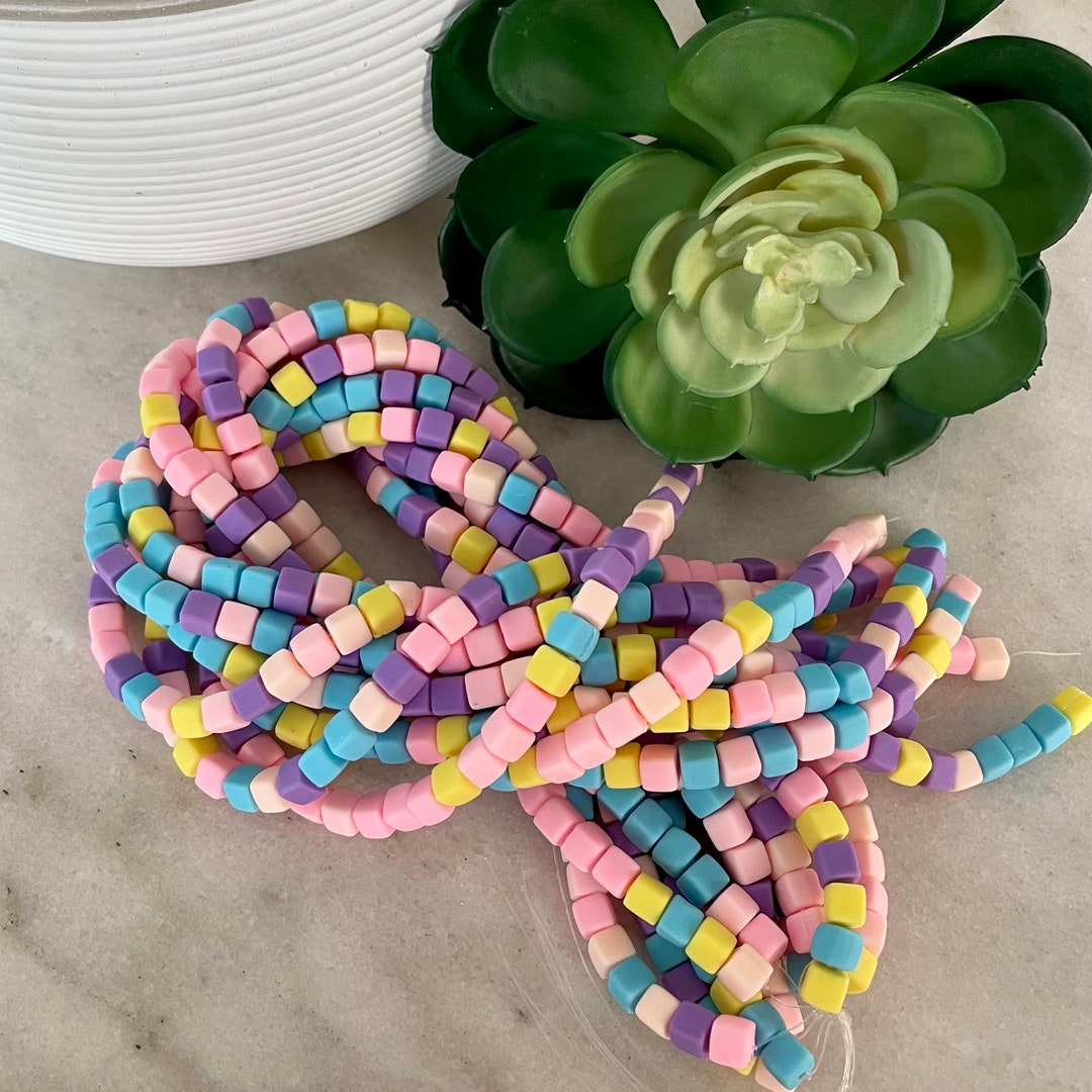 FINAL SALE 6mm X 6mm Rainbow Pride Chunky Polymer Clay Cube 15.5 Inch ...