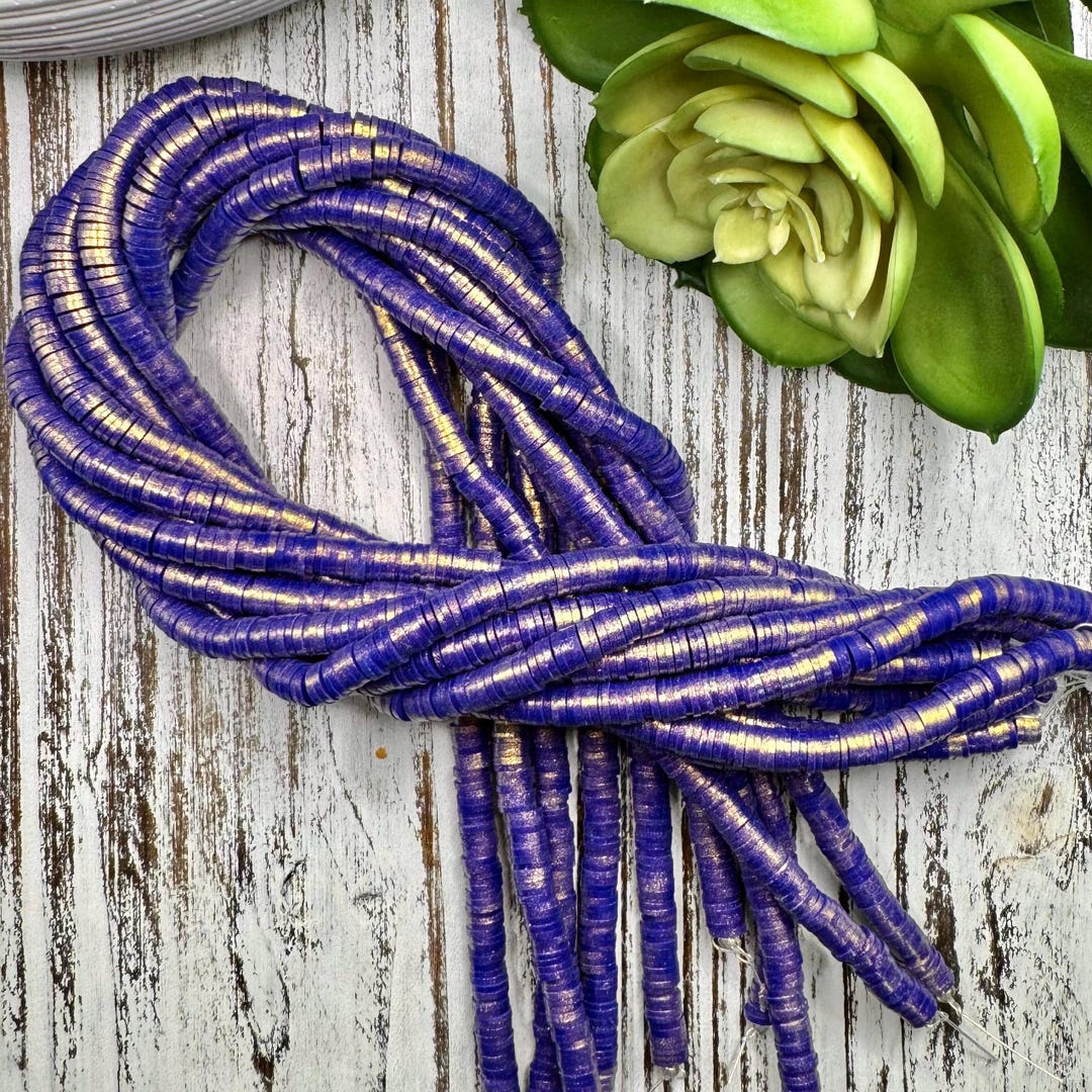 FINAL SALE*** 6mm Copper Cobalt Blue Metallic Pearl Heishi 15.5 Inch ...