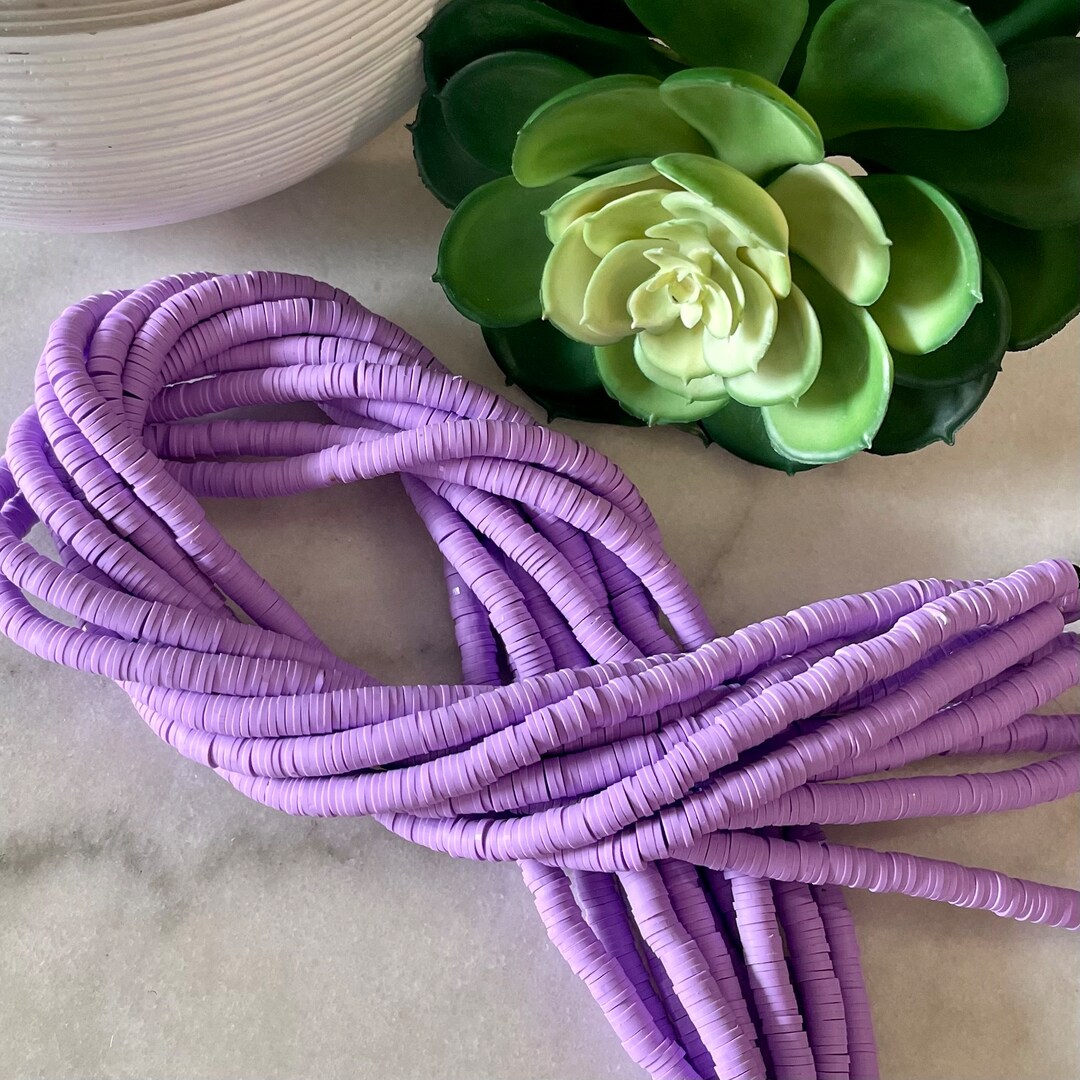 6mm Lavender Light Purple Heishi 17.5 Inch Strand / African Disk / Soft ...
