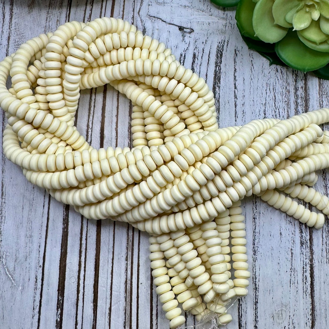 6mm X 3mm Vanilla Cream Chunky Polymer Clay Rondelle 16 Inch Strand ...