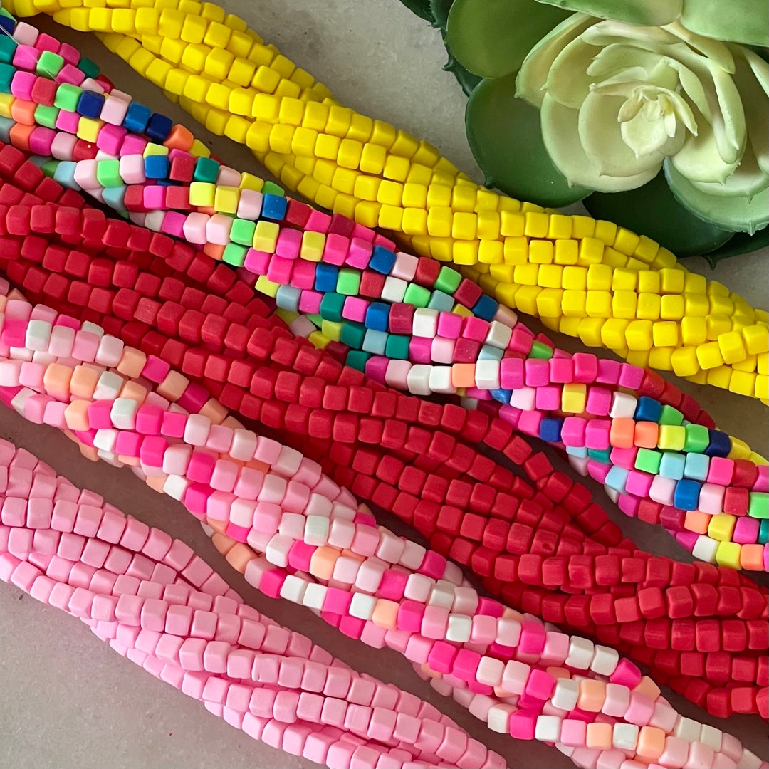 4mm X 4mm Pink Red Yellow Rainbow Chunky Polymer Clay Cube - Etsy