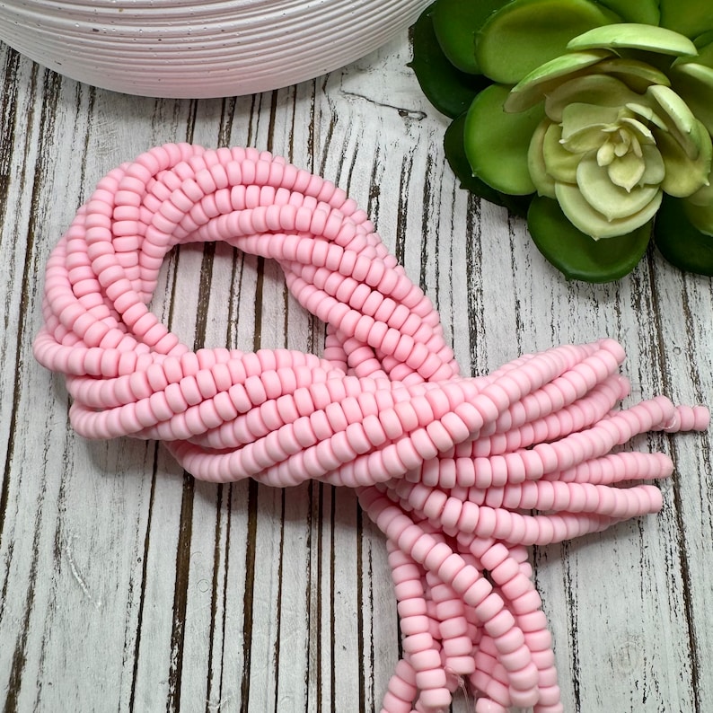 6mm X 3mm Light Cotton Candy Pink Chunky Polymer Clay Rondelle 16 Inch ...