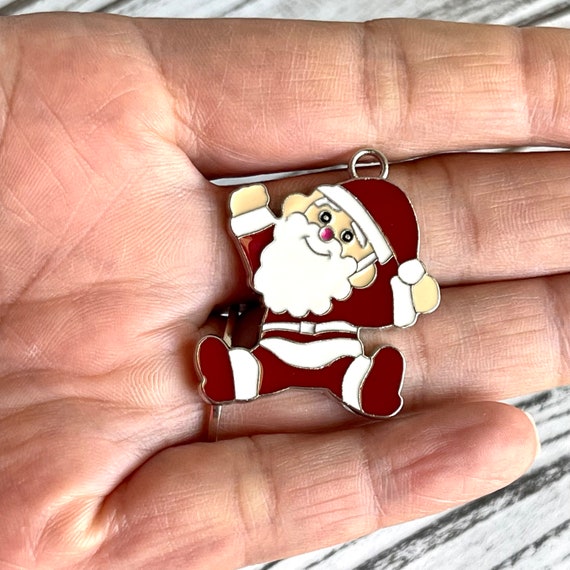 5 Large Christmas Santa Charm/ Winter Charm/ Enamel Christmas - Etsy