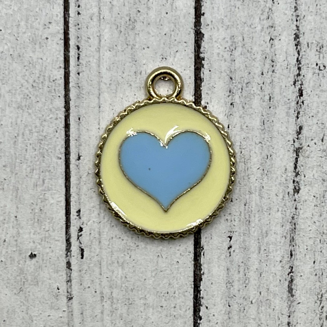 FINAL SALE*** 5 Valentine Love Heart Charms/ Holiday Charm/ Enamel Blue ...