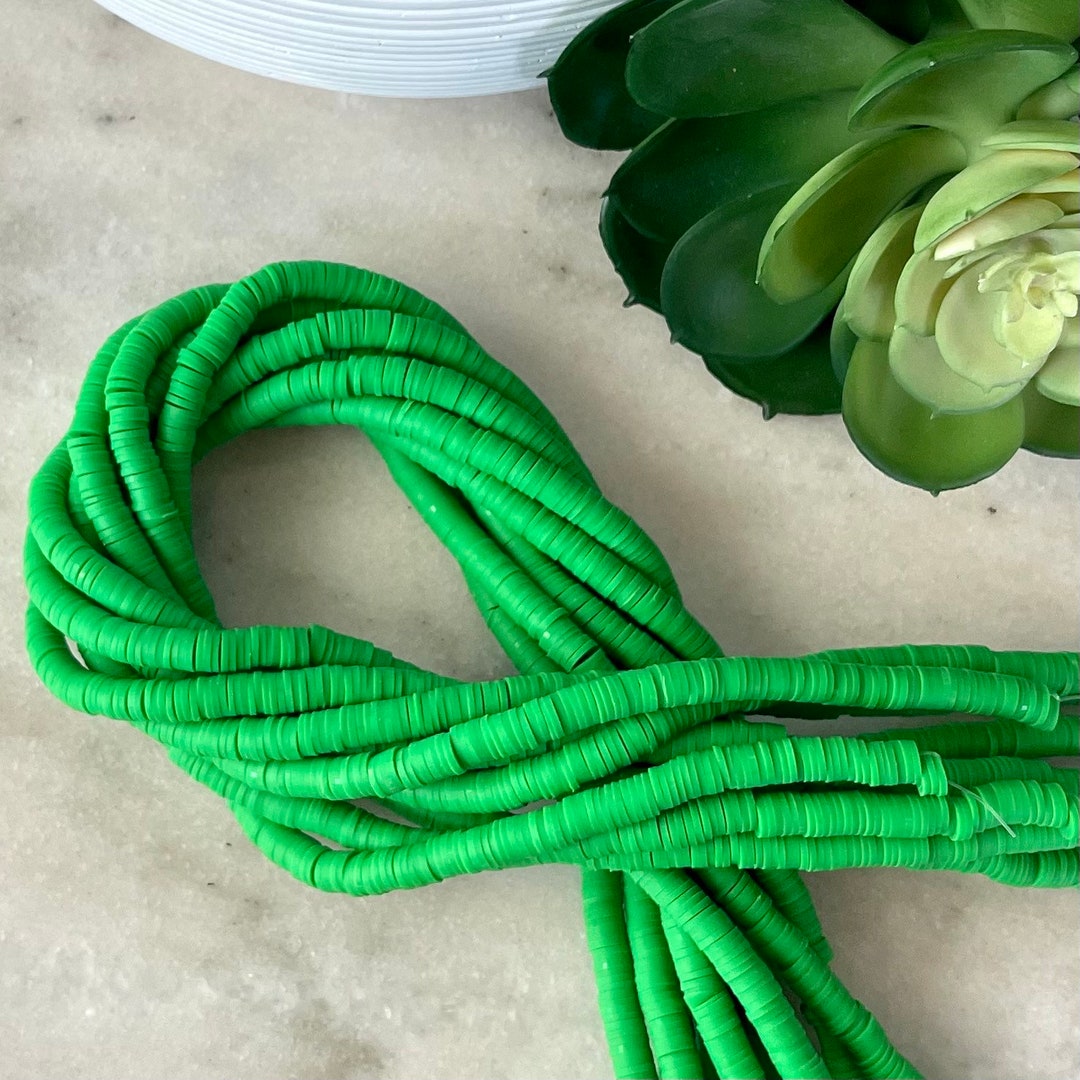 6mm Christmas Shamrock Green Heishi 15.5 Inch Strand / African Disk ...