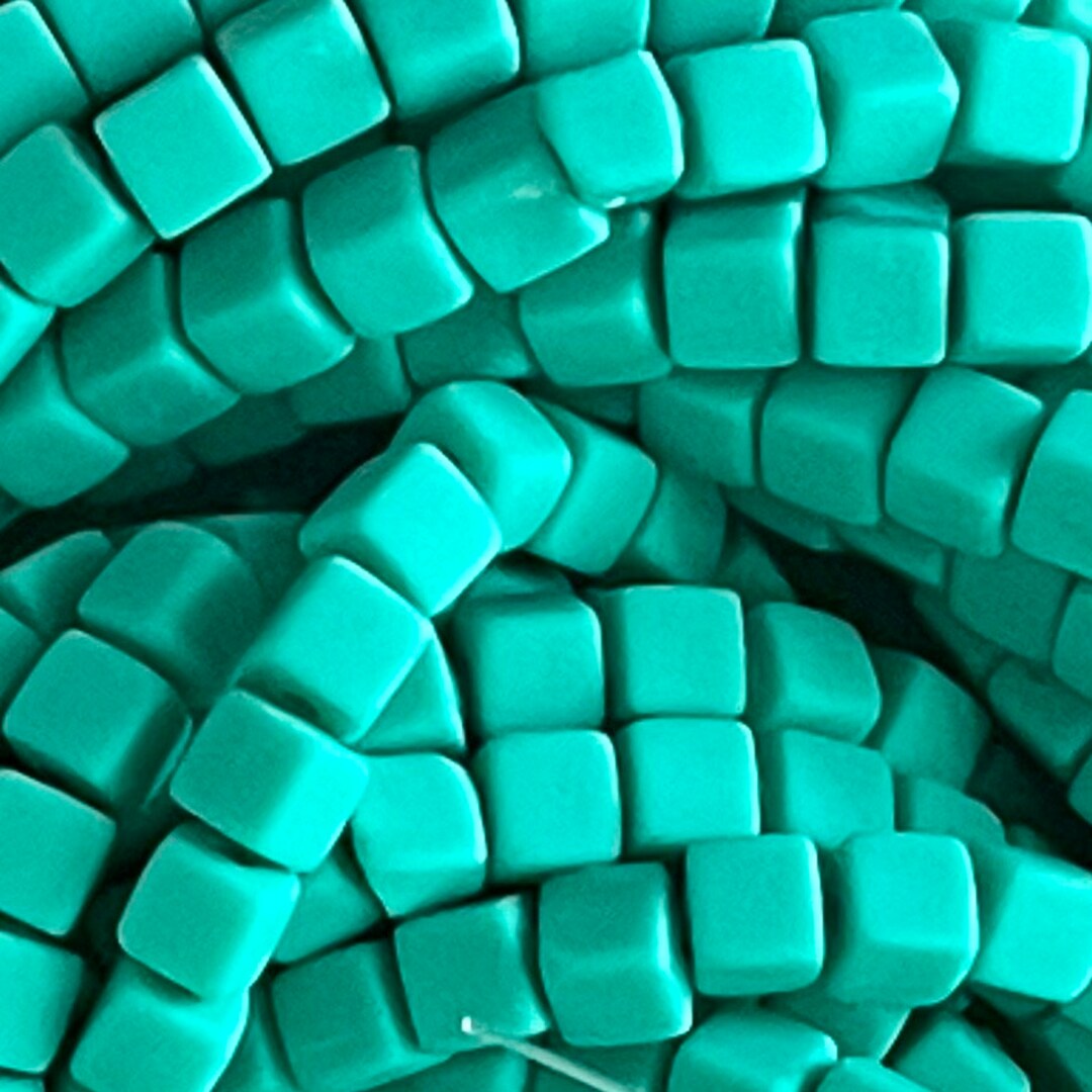 FINAL SALE 2 Strands 4mm X 4mm Green Chunky Polymer Clay Cube 15.5 Inch ...