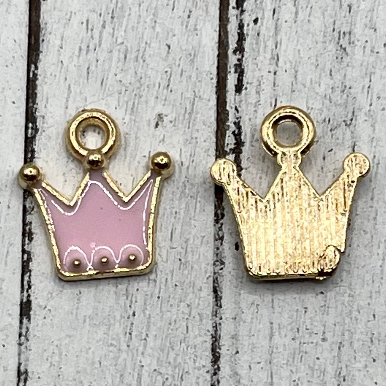 5 Black White Pink Princess Crown Charm/ Tiara Charm/ Enamel - Etsy