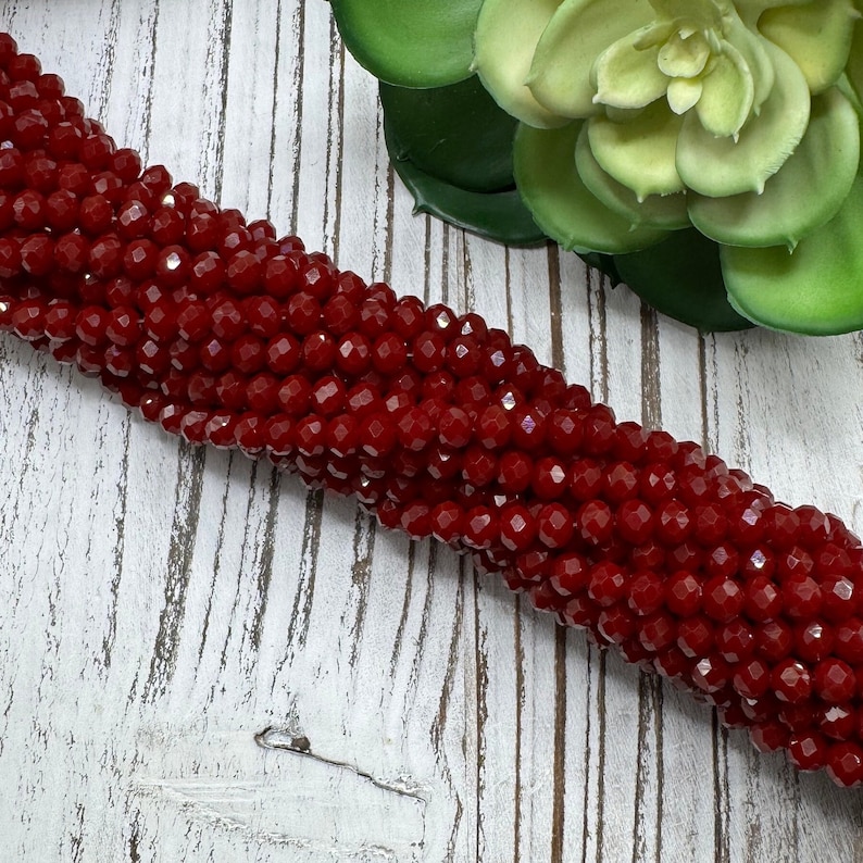 6mm Round Faceted Dark Wine Red Maroon Opaque Crystal Glass Bead 15.5 ...