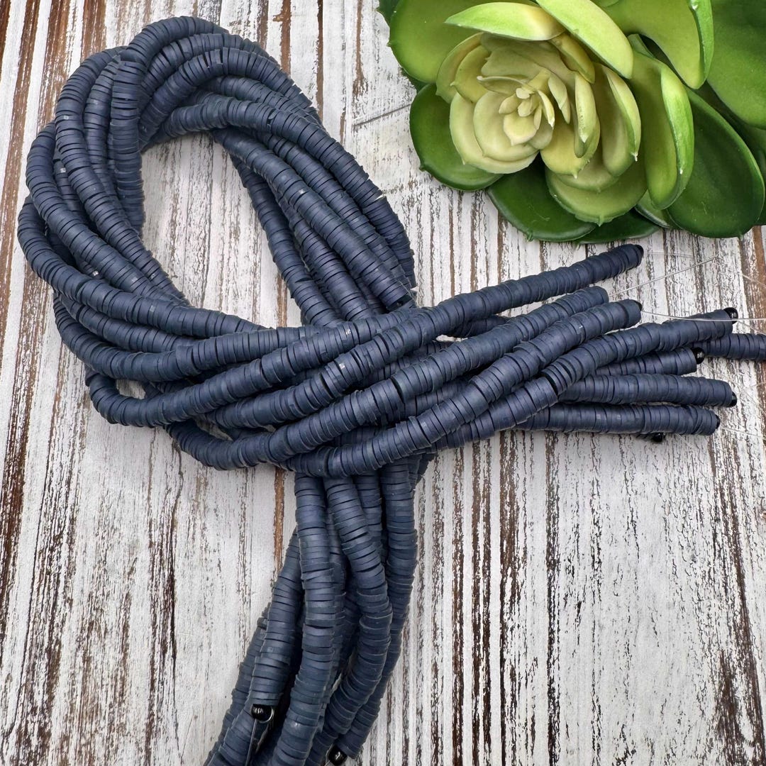 FINAL SALE* 2 Strands - 6mm Dark Slate Blue Heishi / 17.5 Inch Strand ...