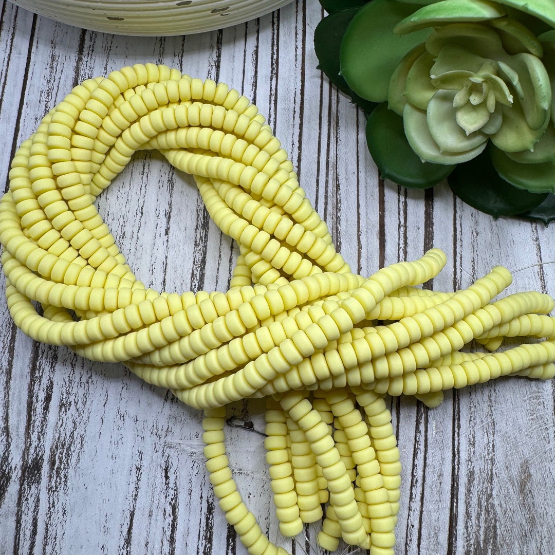 6mm X 3mm Pale Yellow Chunky Polymer Clay Rondelle 16 Inch Strand ...
