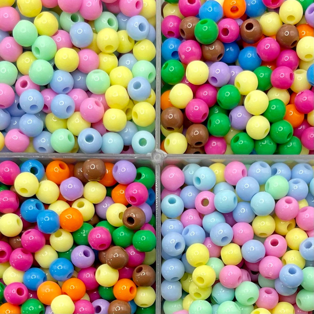 6mm Pastel Rainbow Funfetti Acrylic Bubblegum Beads/ Lightweight ...
