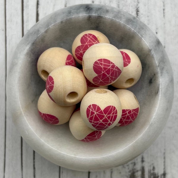 Wood Heart Beads - Etsy