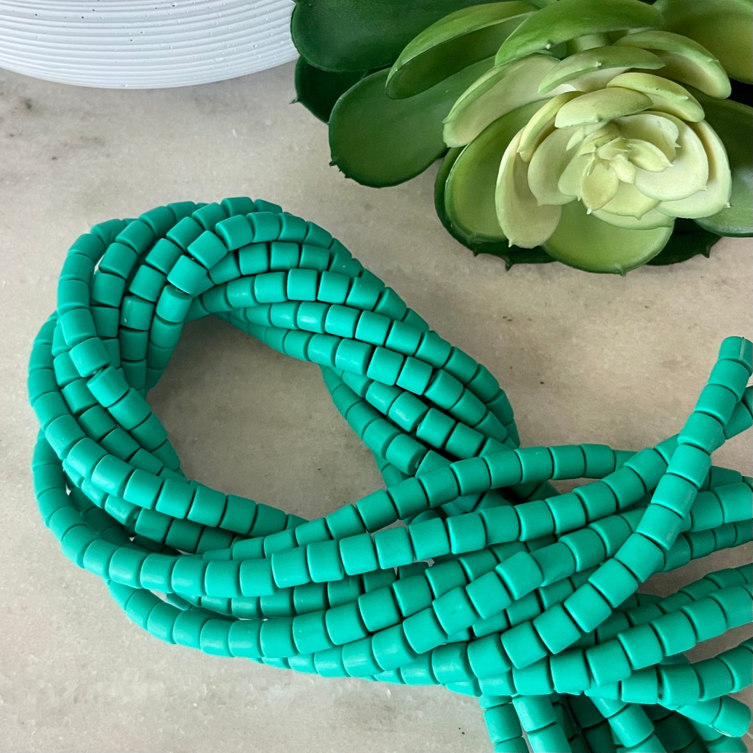 6mm Jade Green Chunky Polymer Clay Tube 15 Inch Strand / African Clay ...
