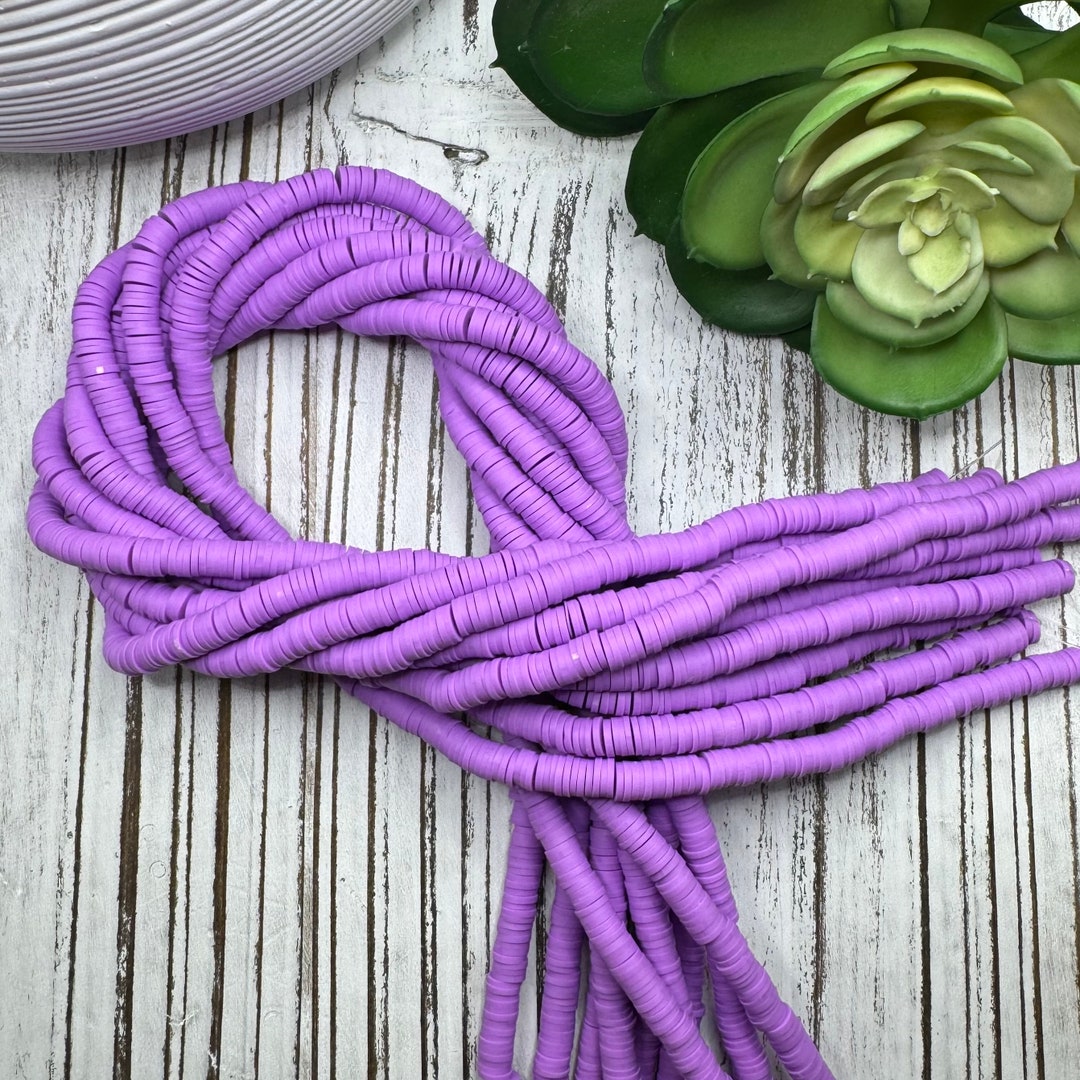 6mm Dark Lavender Light Purple Heishi 15.5 Inch Strand / African Disk ...