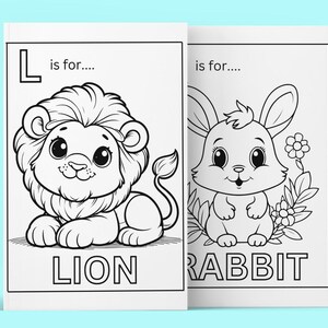 Animals A-Z Coloring Pages: Kids Alphabet, Homeschool (PDF Download) - Etsy